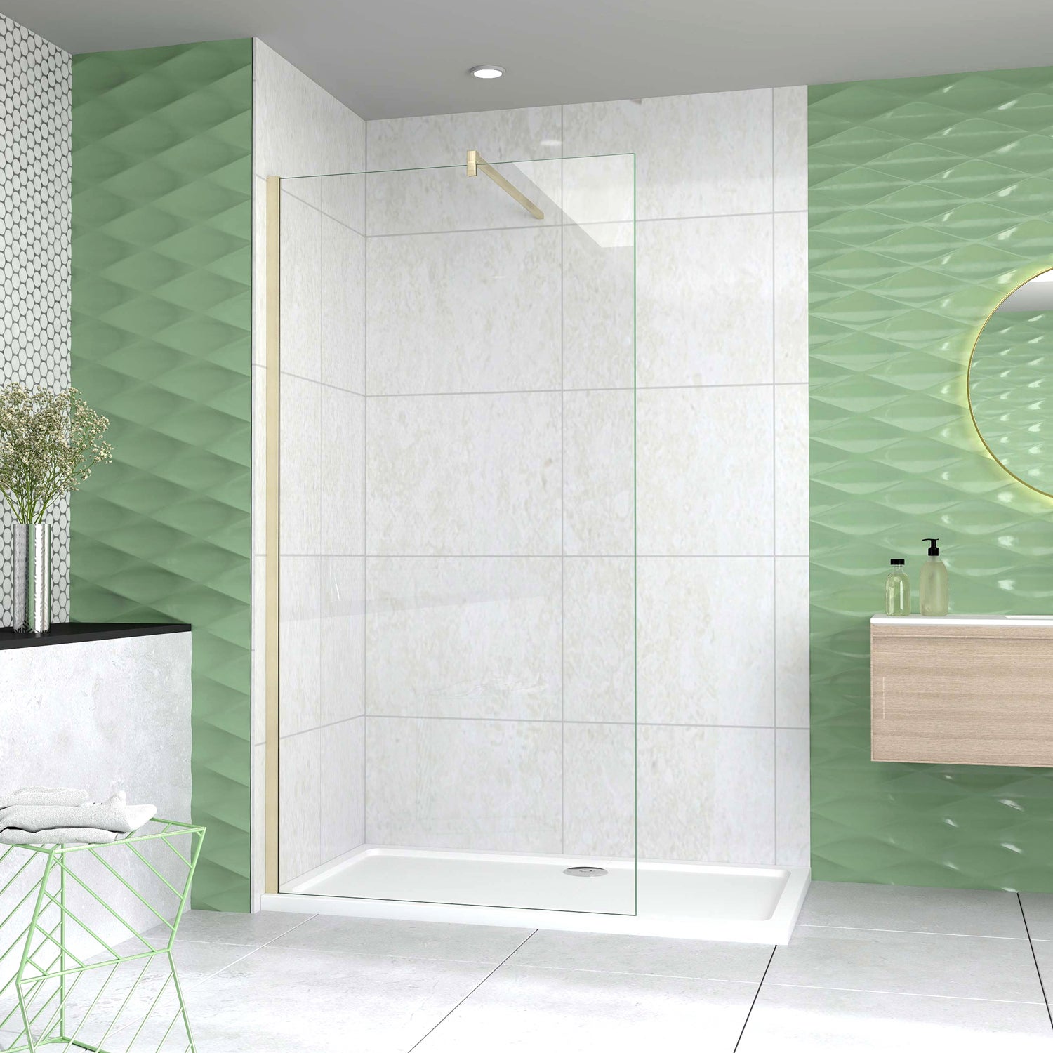 Box Doccia Walk In 100x200 cm Parete Fissa Vetro 8 mm Trasparente ...