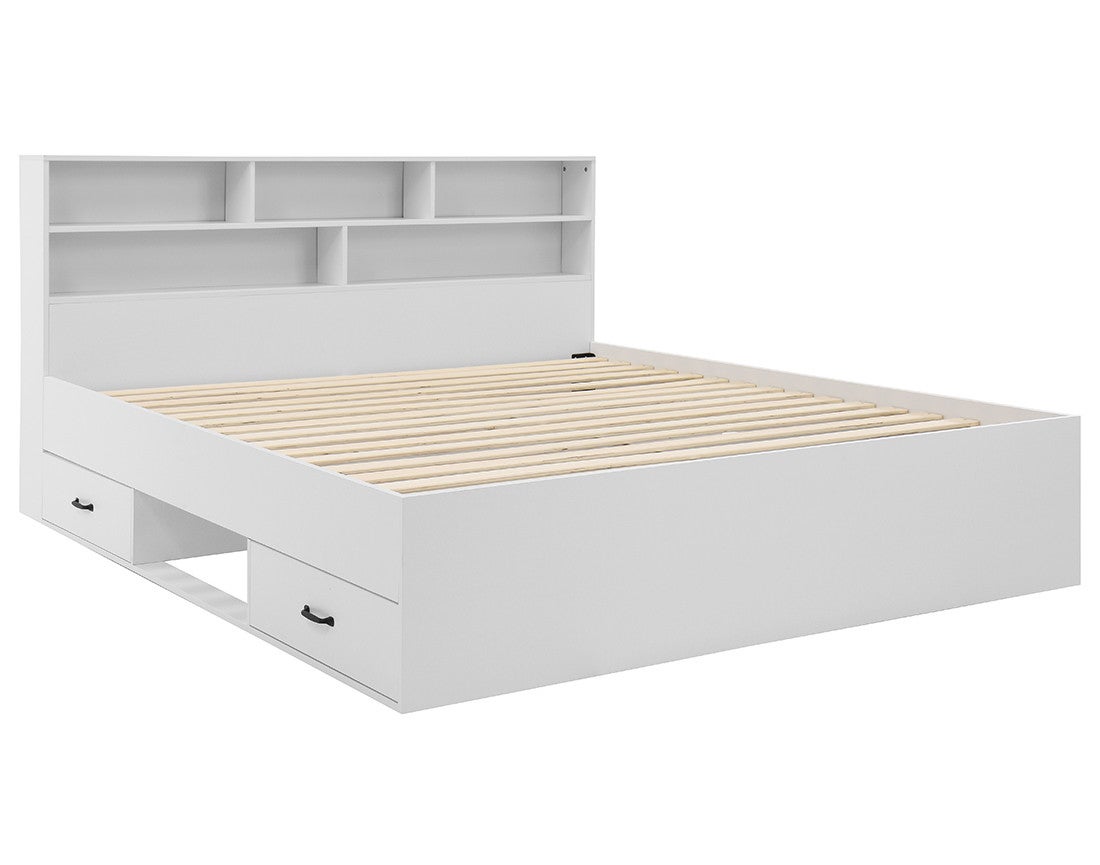 Andrea - lit avec rangements - 180x200 cm - sommier inclus - bois ...