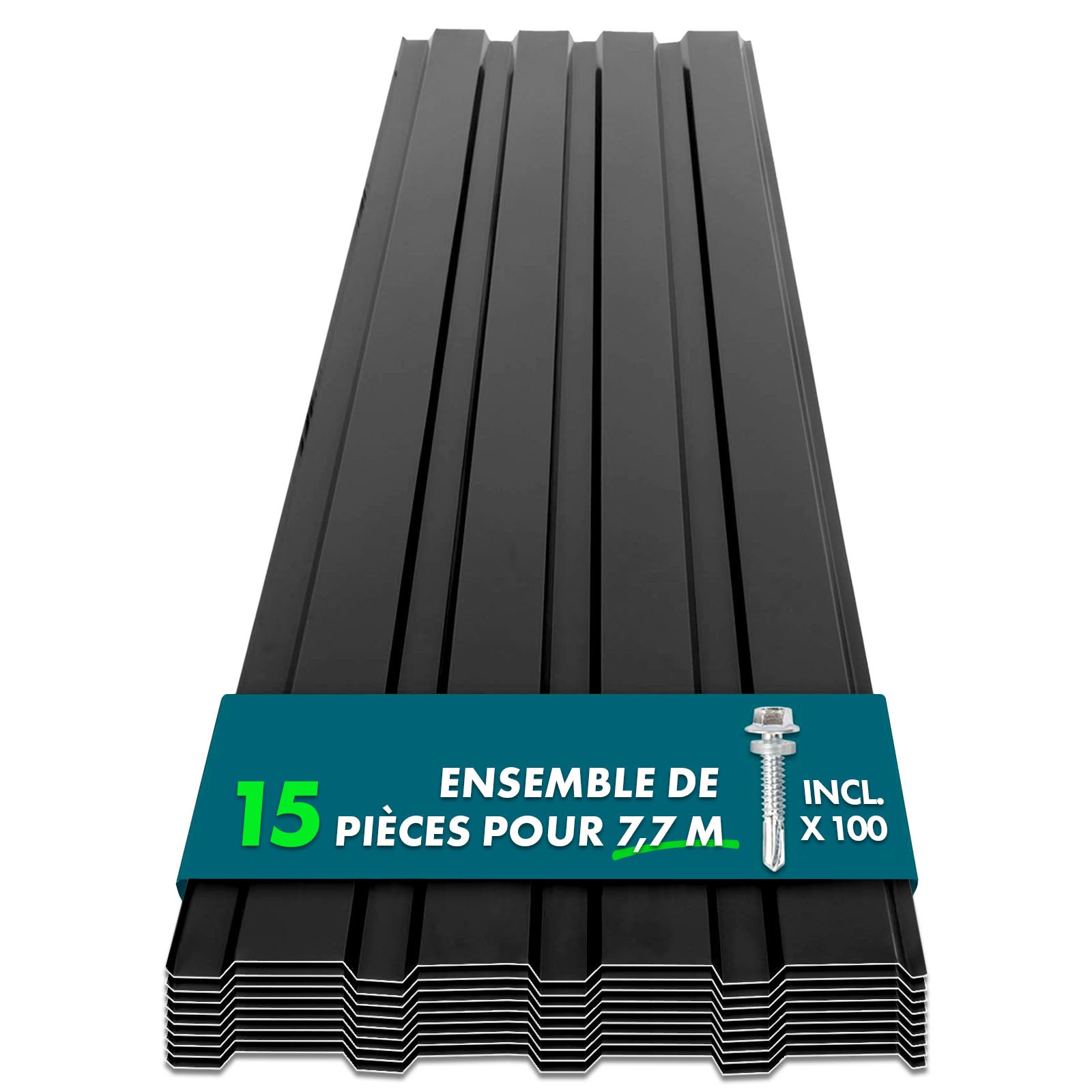 Lot de 15 tôles Couverture métallique Tôle avec vis Épaisseur : 0.25 mm ...