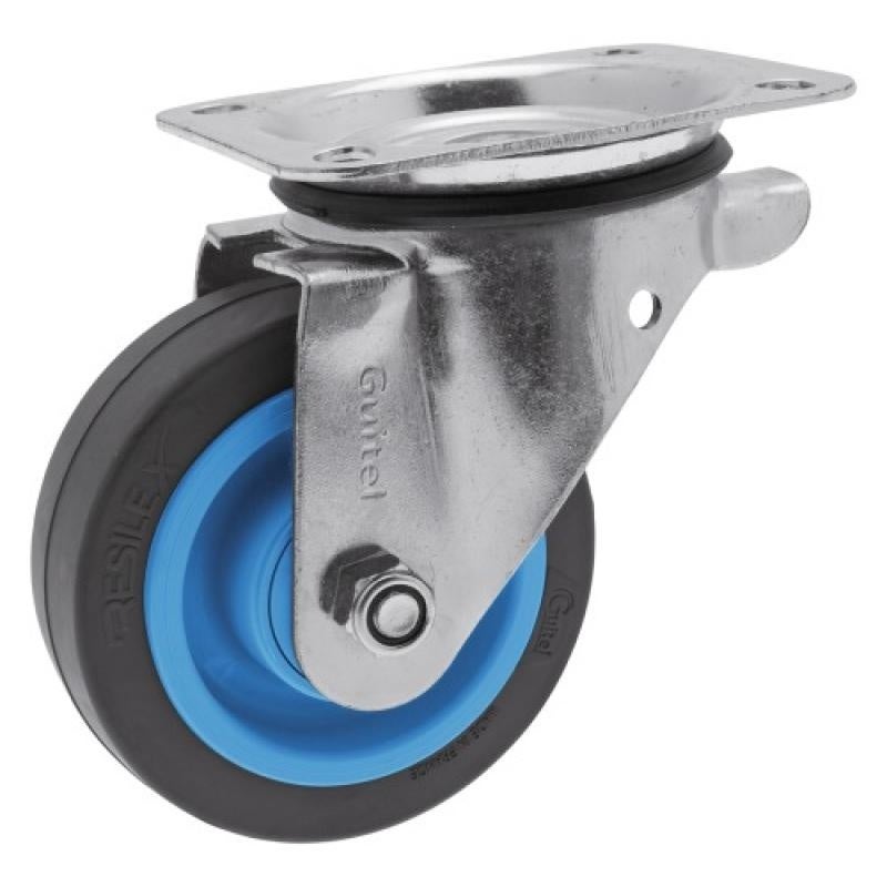 Roulette pivotante sur platine roue Résilex pour charges lourdes ...