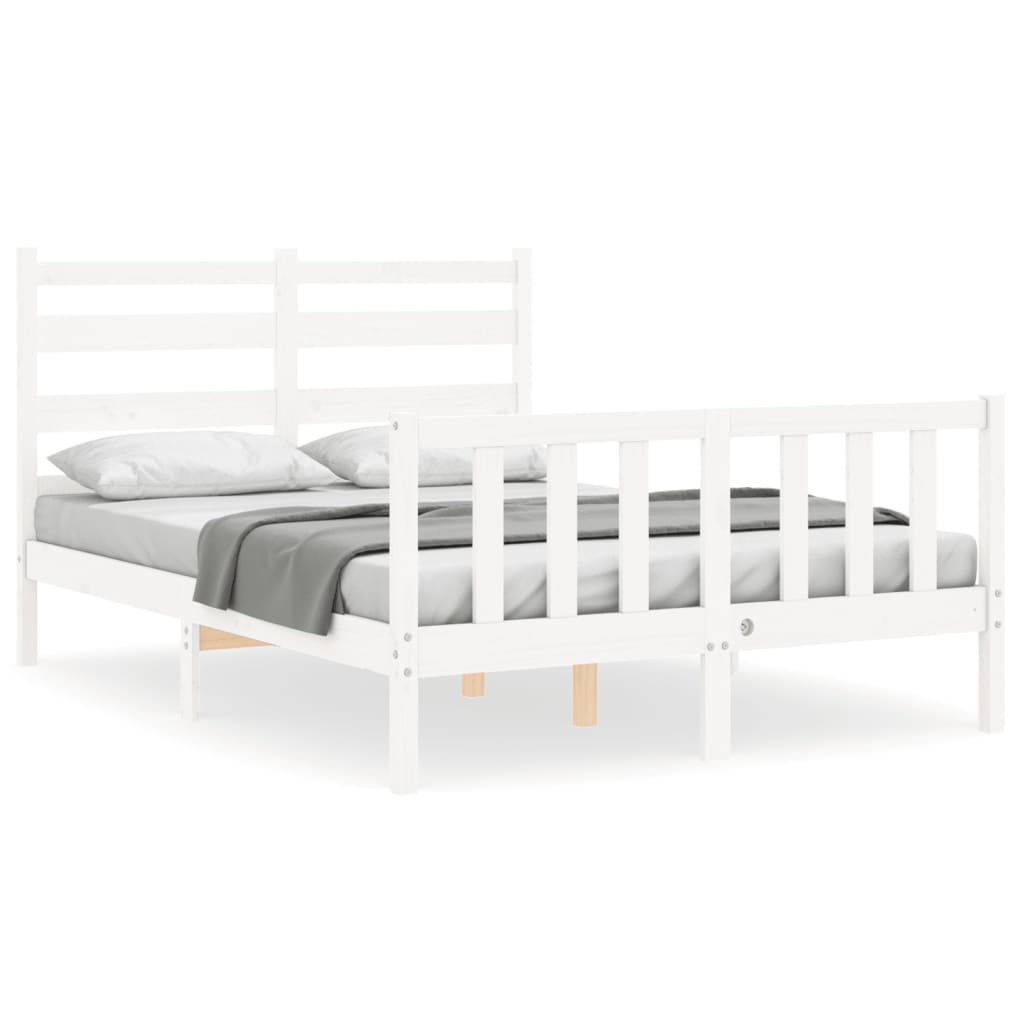 Lit double | Lit Adulte | Cadre de lit avec tête de lit blanc 120x200 ...