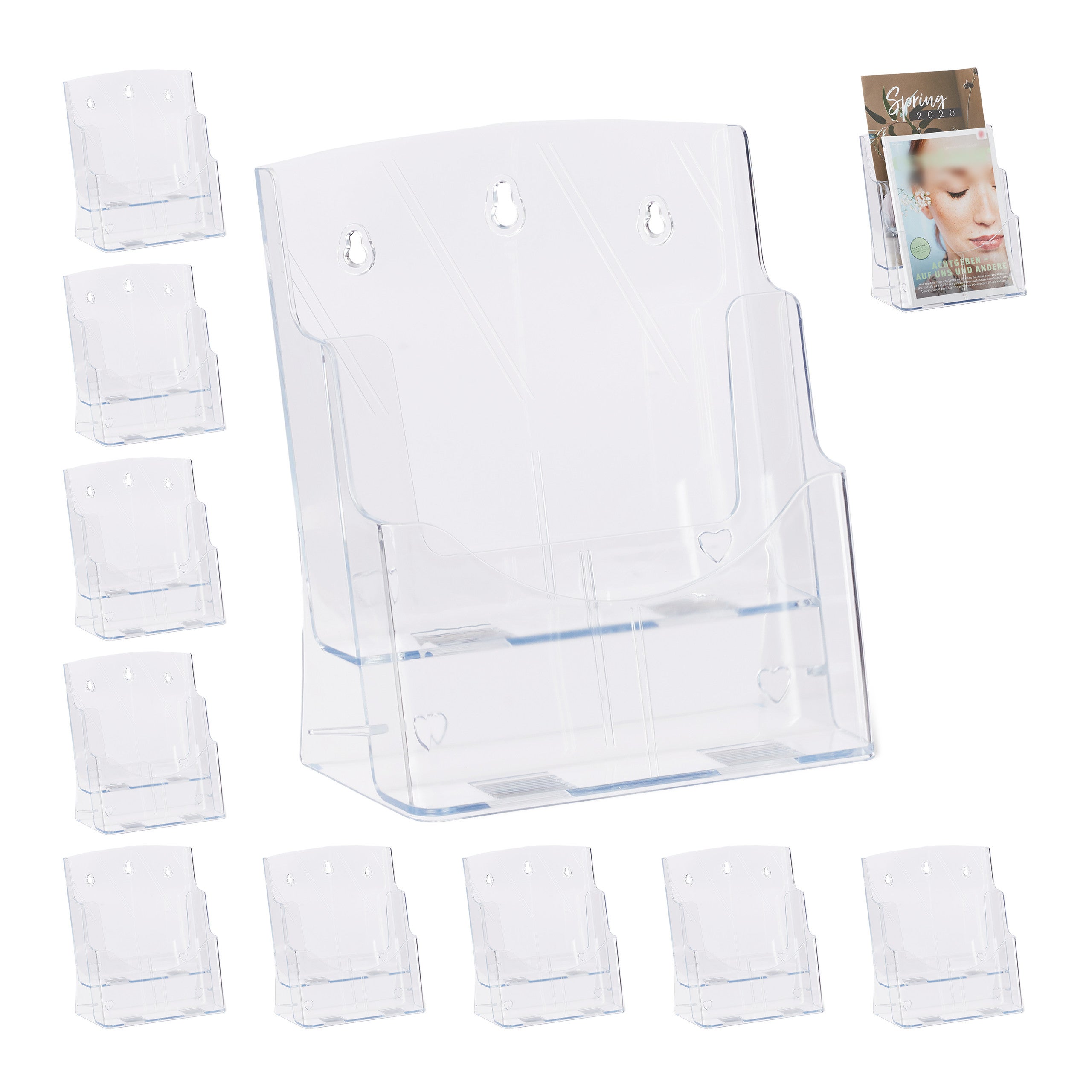 10x Porta Depliant, A4/Lunghezza ISO 2 Livelli Acrilico, Porta Brochure ...