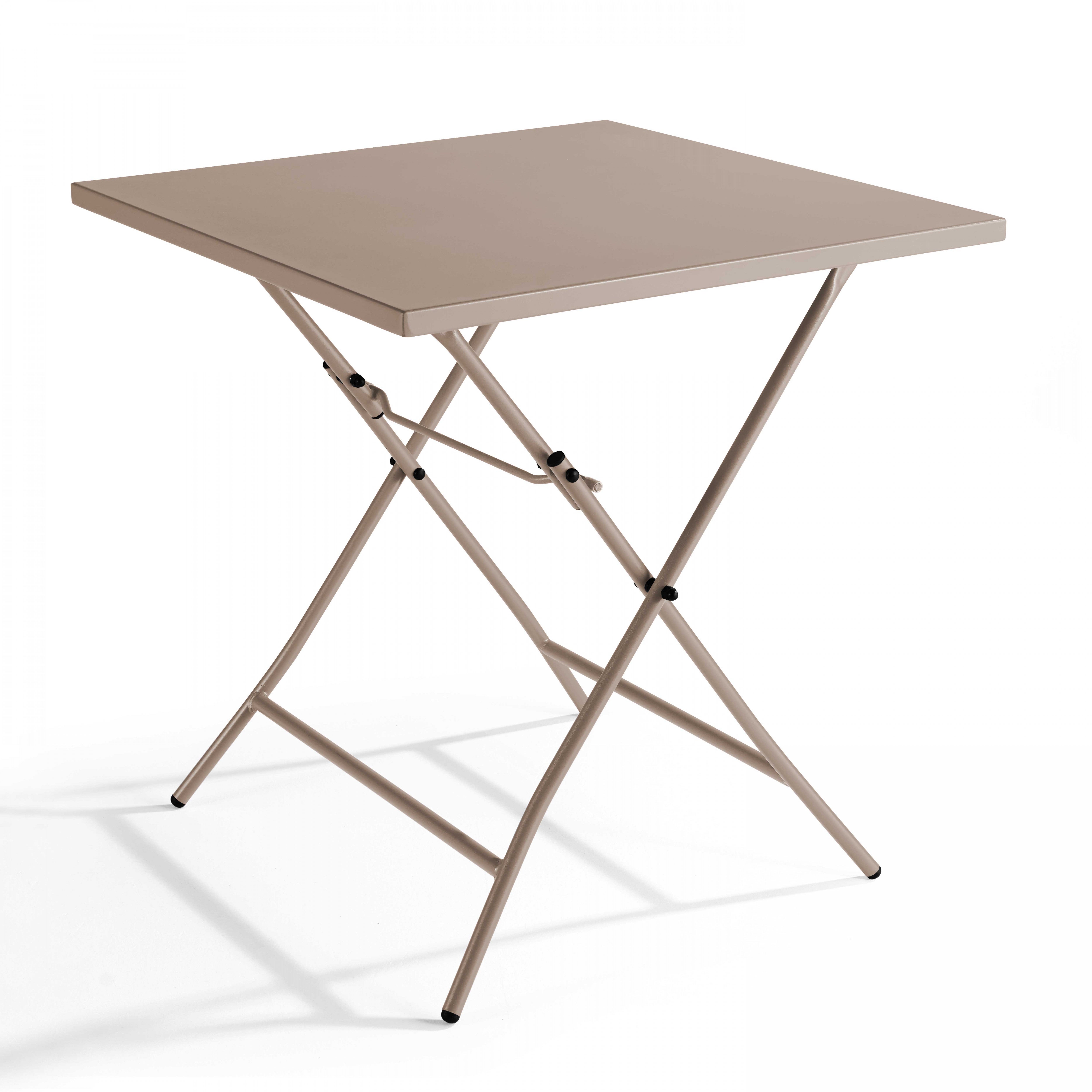 Table de jardin pliante carrée en acier taupe , Palavas - Oviala | Leroy Merlin