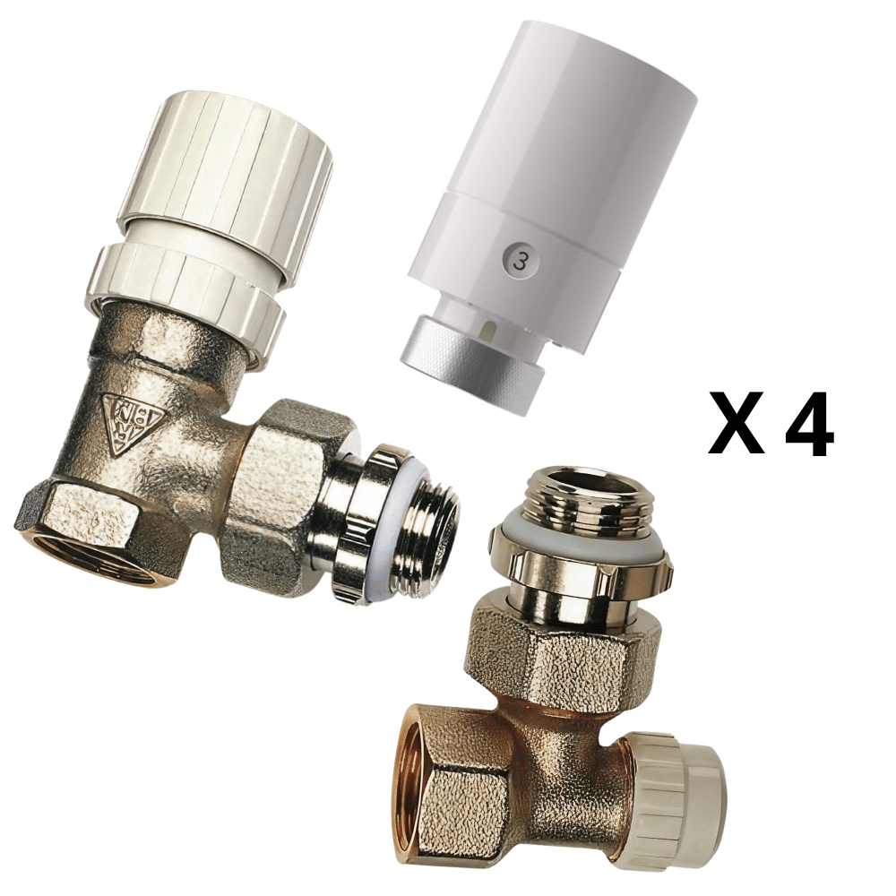 Kit 4 robinets thermostatiques + 4 coudes de retour 1/2 équerre RBM ...