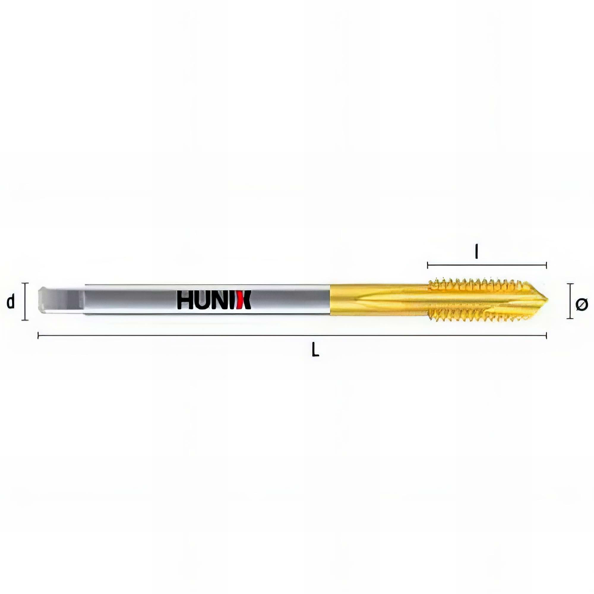 Taraud métal machine UNF HSSE DIN376B HUNIX D. 5/8 x P. 18 x Lt. 100 x ...