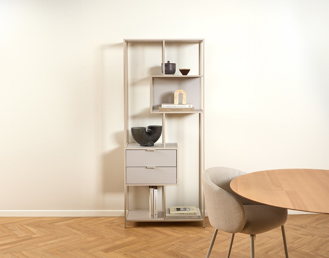 Étagère filaire métal avec plaquage en effet bois blanchi - avec ...