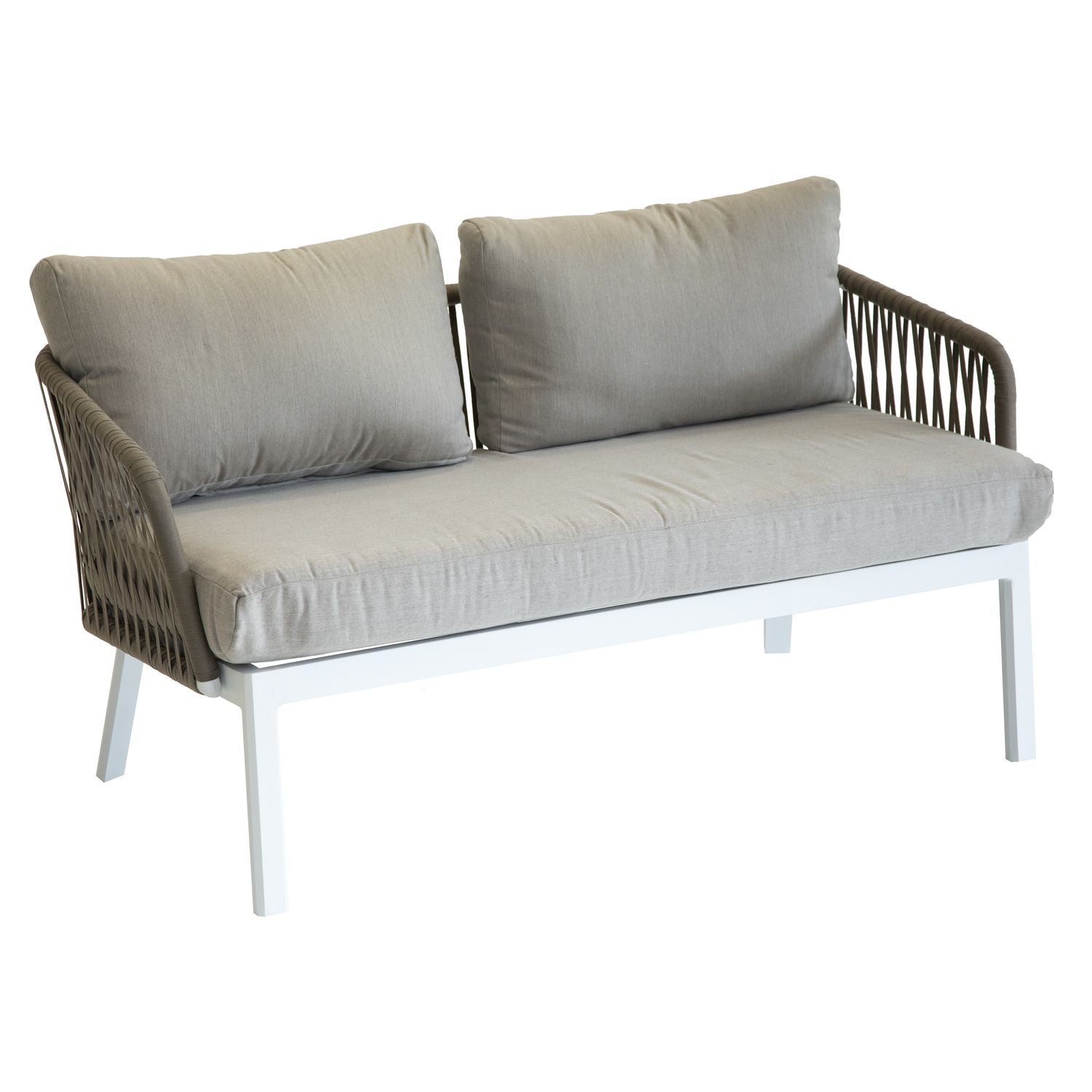 Canapé de jardin design Barcelone - 2 Places - Blanc et marron | Leroy ...