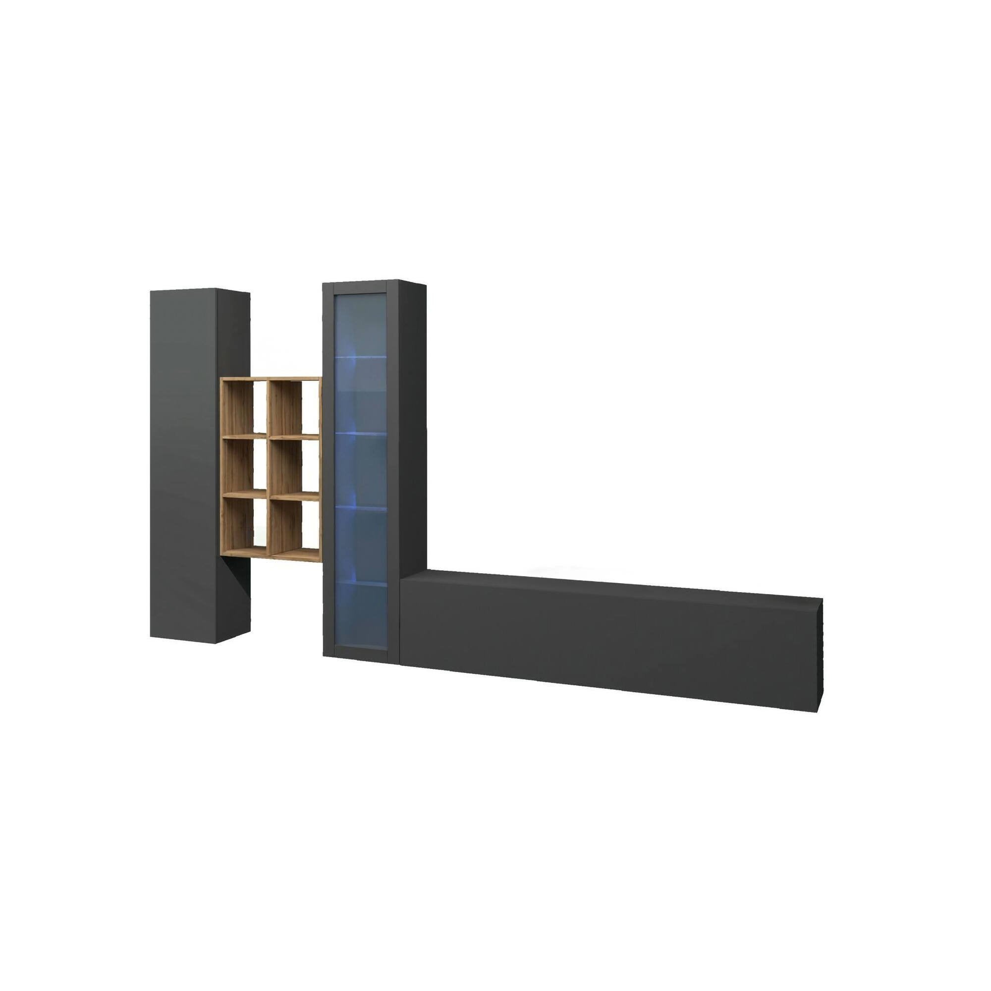 Dmora Parete Attrezzata Eugenio 30x320x180h cm Nero Antracite 15 ...