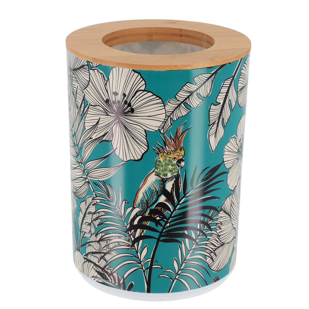 POUBELLE PP IMPRIMEE AVEC COUVERCLE BAMBOU 5L - JUNGLE FEVER BLEU ...
