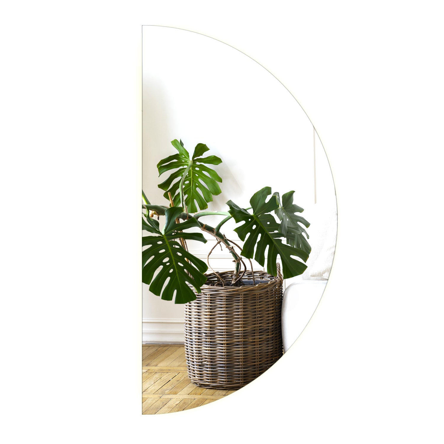 Hermoso espejo LED grande de media luna para dormitorio de 100 cm - luz ...