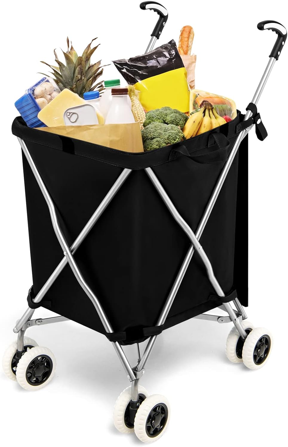 Chariot de Courses Pliable avec Roues, Chariot de Courses Léger avec ...