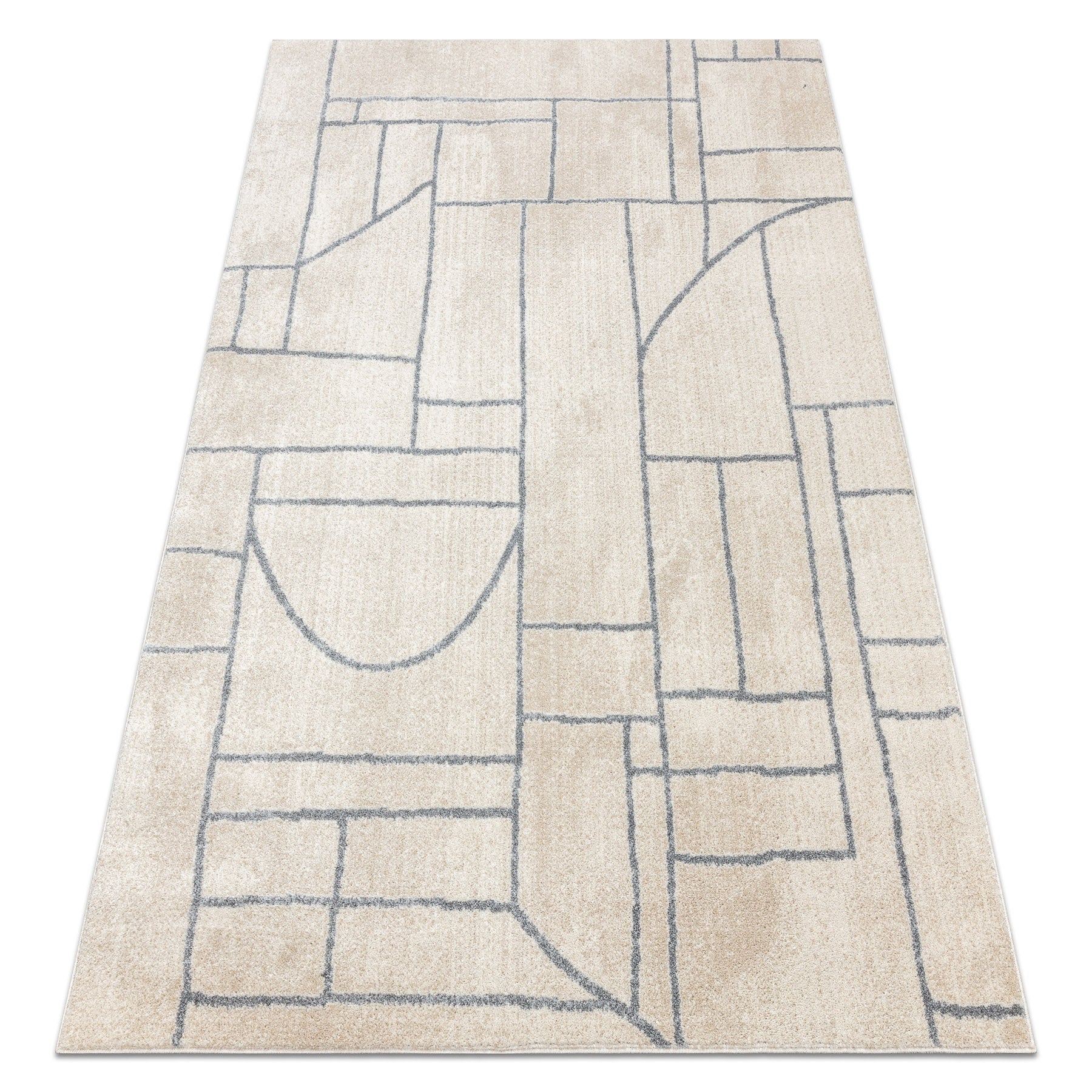 Tapis FUSION 0806 crème / gris clair - Géométrique, moderne, abstrait ...
