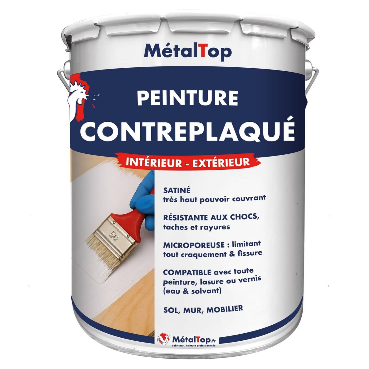Peinture Contreplaque - Metaltop - Blanc papyrus - RAL 9018 - Pot 15L ...