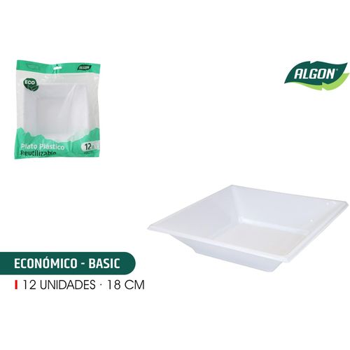 SET PIATTI RETTANGOLARI 12 UNITÀ DI CARTONE ECOLOGICO COLORE BIANCO ...