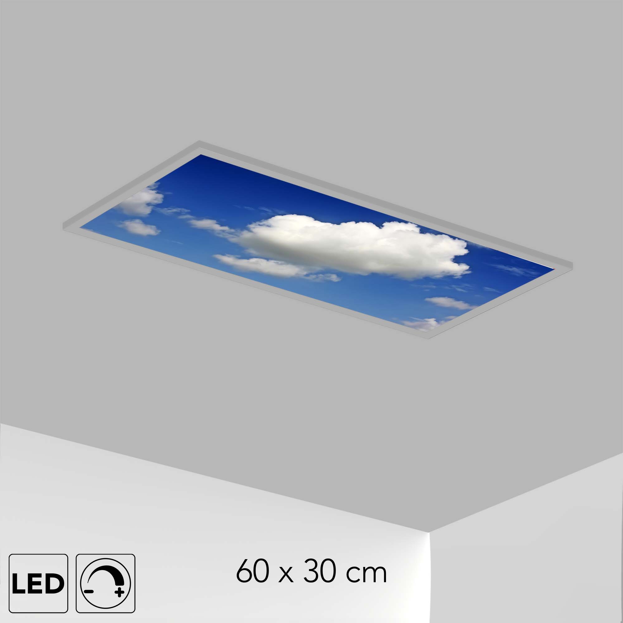 Plafonnier Nuage - Panneau LED 20W - Dalle LED imprimée - 60x30 cm ...