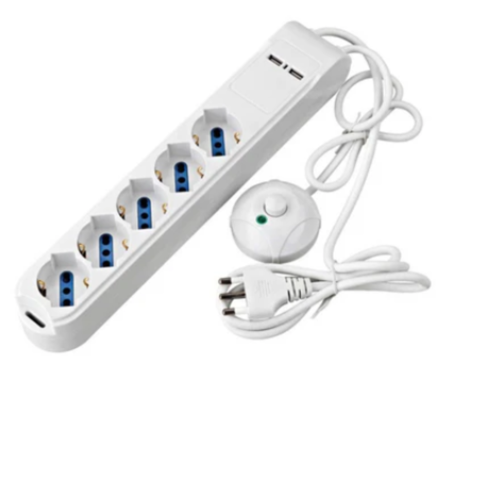Multiprese 5 posti 10 16a e 2 prese usb, bianco ,con cavo 1,5mt e ...