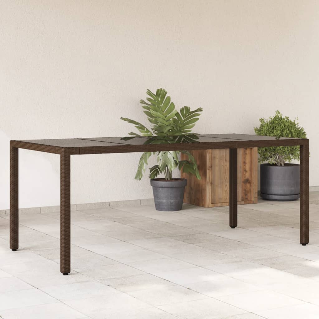 Maison Exclusive - Table de jardin avec dessus en verre marron résine ...