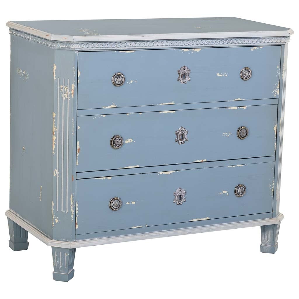 Cómoda de madera de color azul con 3 cajones 92x46x81h cm | Leroy Merlin