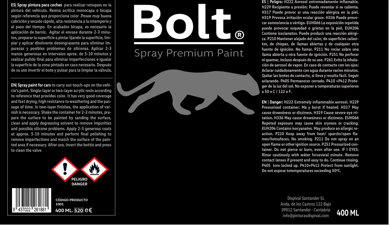 Bolt Spray Premium Paint - SPRAY BOLT PINTURA ACRILICA SATINADO CARTA ...