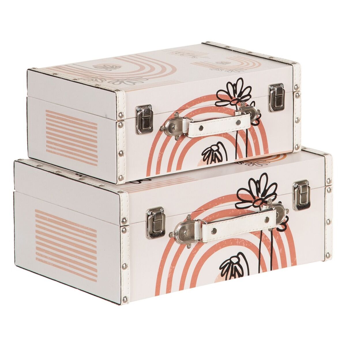 Juego de Baúles 34,5 x 24,5 x 14 cm Flores Lona DMF (2 Piezas) | Leroy Merlin