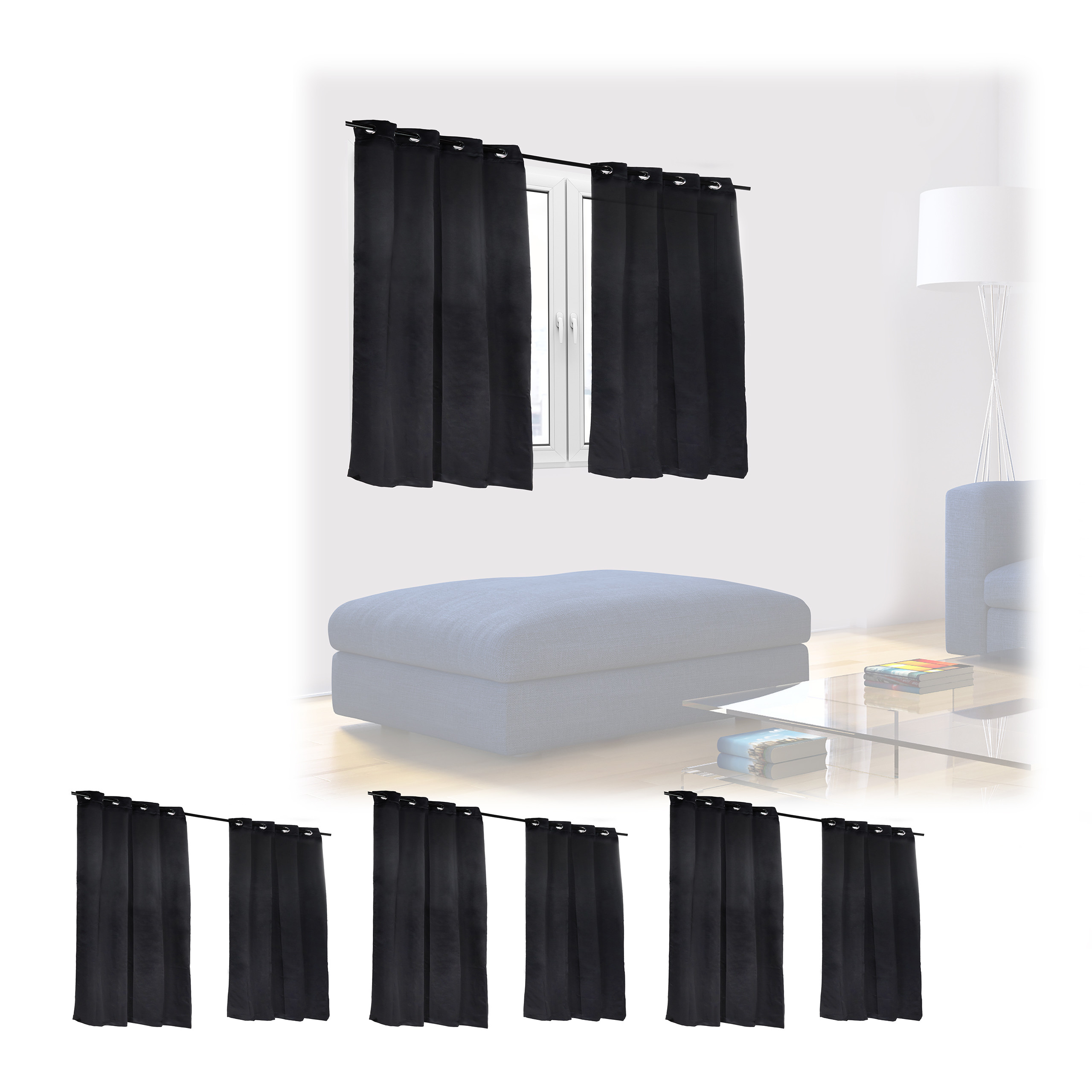 Relaxdays Rideaux jeu de 8, opaque, chambre à coucher, coupe-vue ...