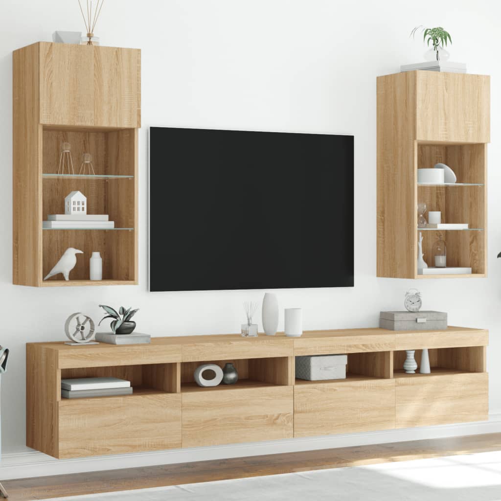 Mobili TV con luci a LED 2 pz rovere sonoma 40,5x30x90 cm | Leroy Merlin