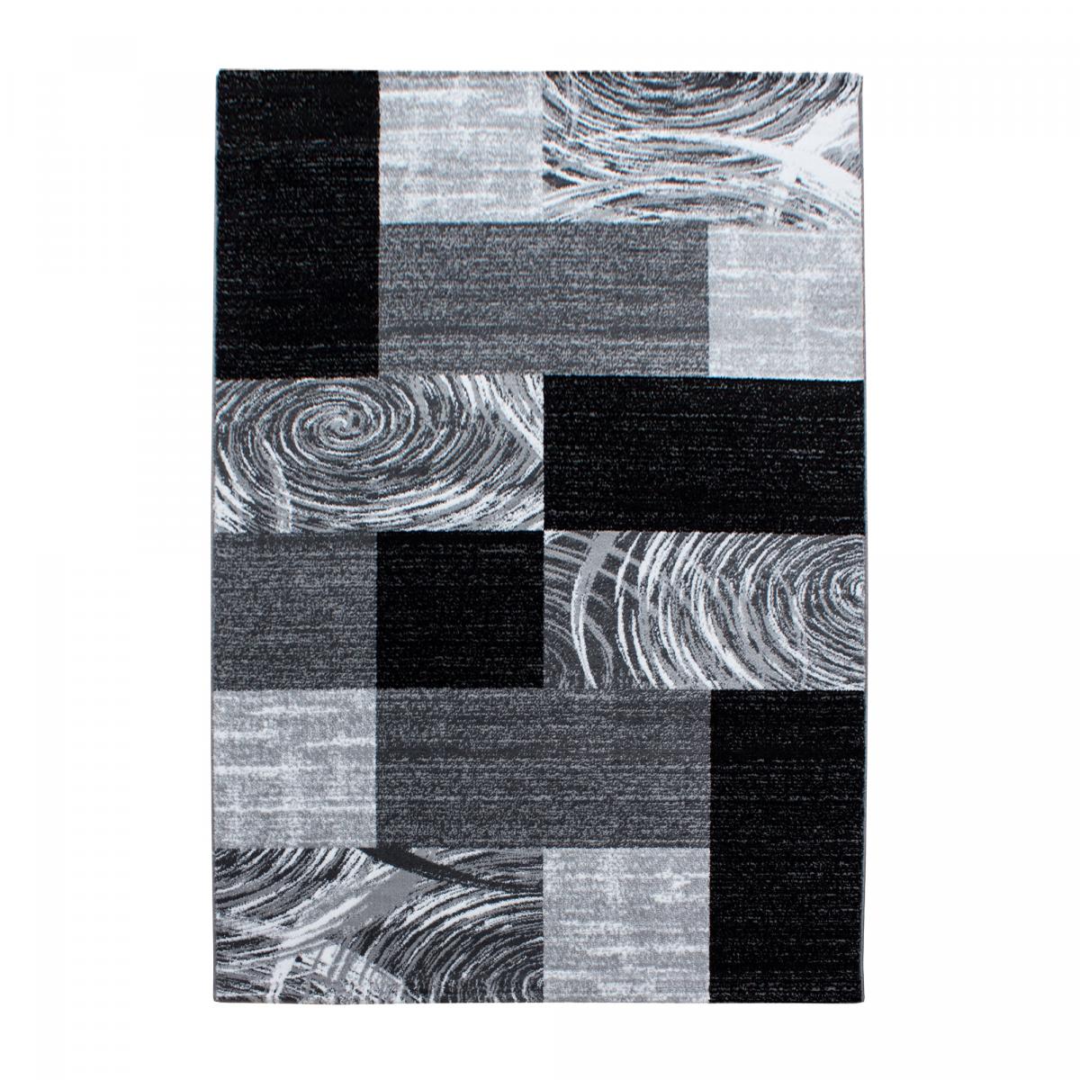 Tapis entrée 80x150 tissé noir et gris rectangle motif géométrique ...