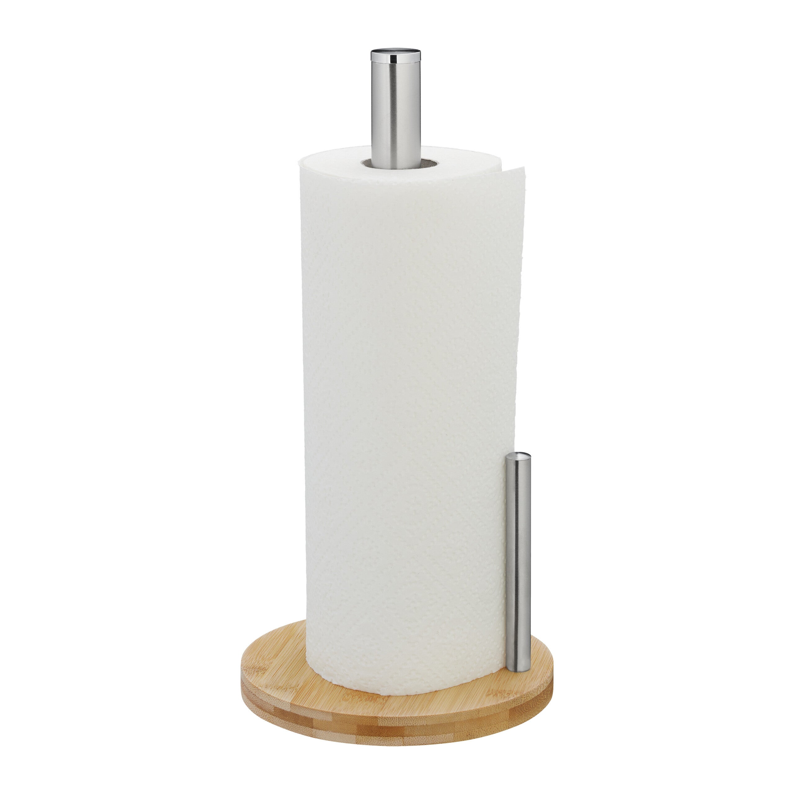 Relaxdays Portarrollos Cocina Vertical, Bambú y Acero Inoxidable ...