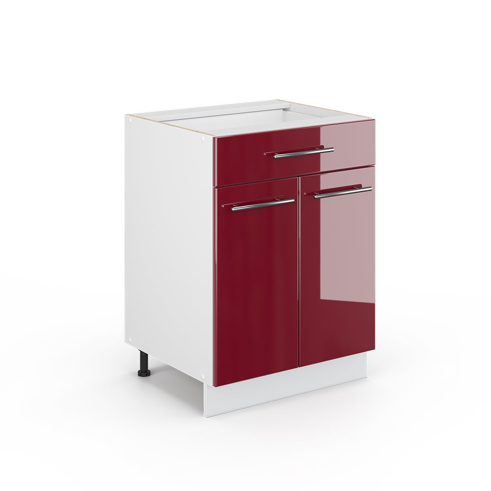 Vicco Meuble cuisine Fame-Line, Rouge bordeaux Haute brillance, 60cm ...