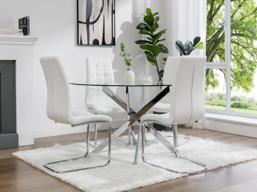 Lote de 6 sillas NADYA - Piel sintética - Blanco | Leroy Merlin