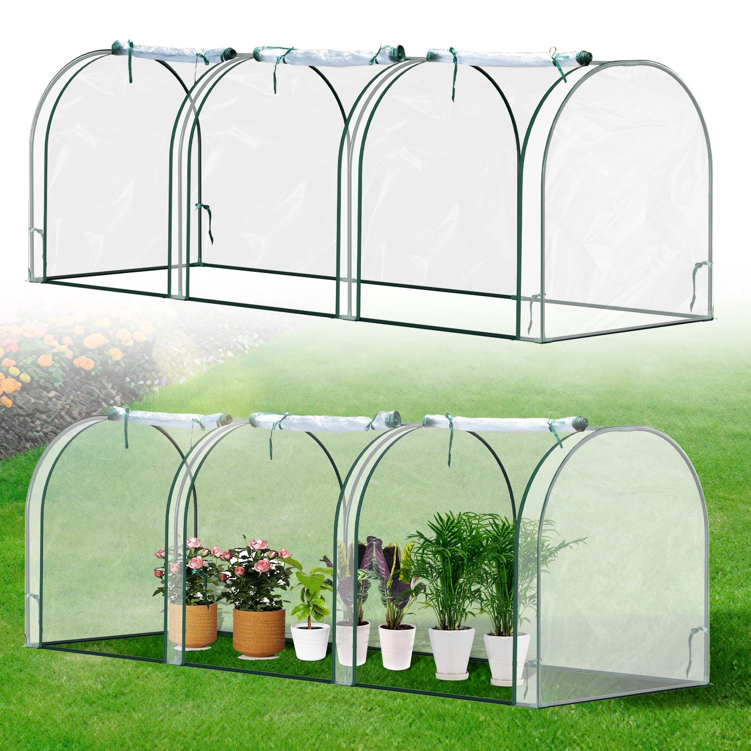 Mini invernadero de jardín 180L x 90W x 90H cm PE alta densidad 140 g ...