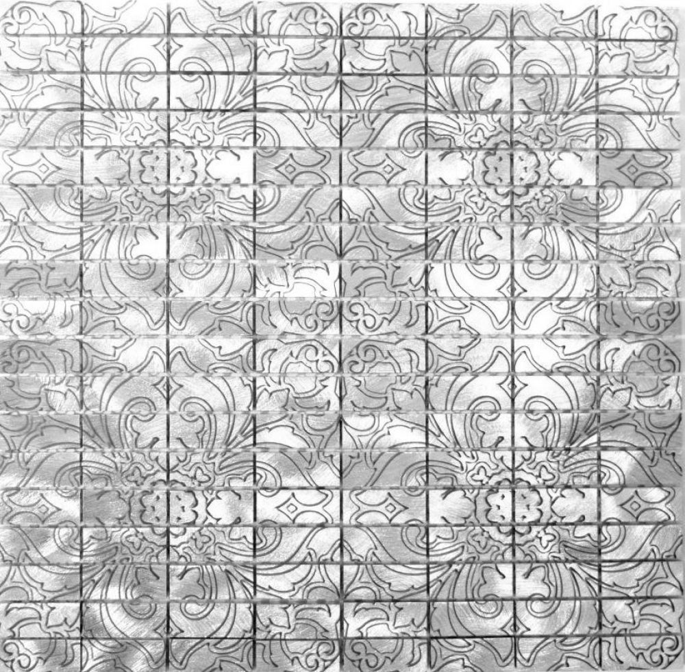Carreaux de mosaïque métallique en aluminium argenté brossé avec motif ...