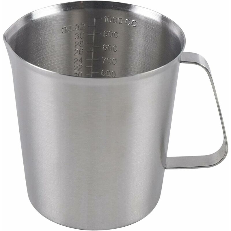 Tasse à mesurer en acier inoxydable de 1000 ml avec 2 graduations (ml ...