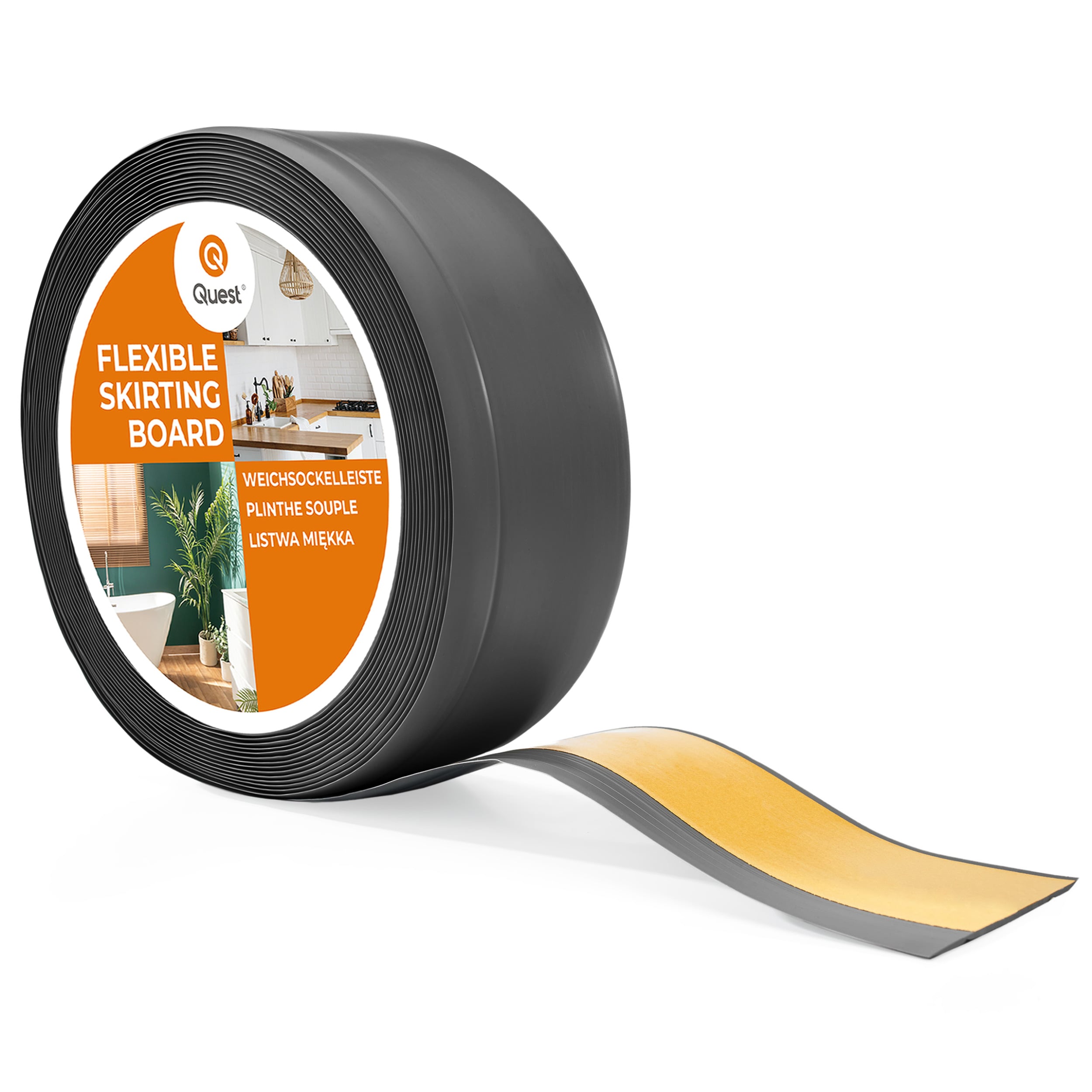 Plinthe PVC souple adhésive 70x20 mm - flexible, mur et sol, 5 m, gris ...