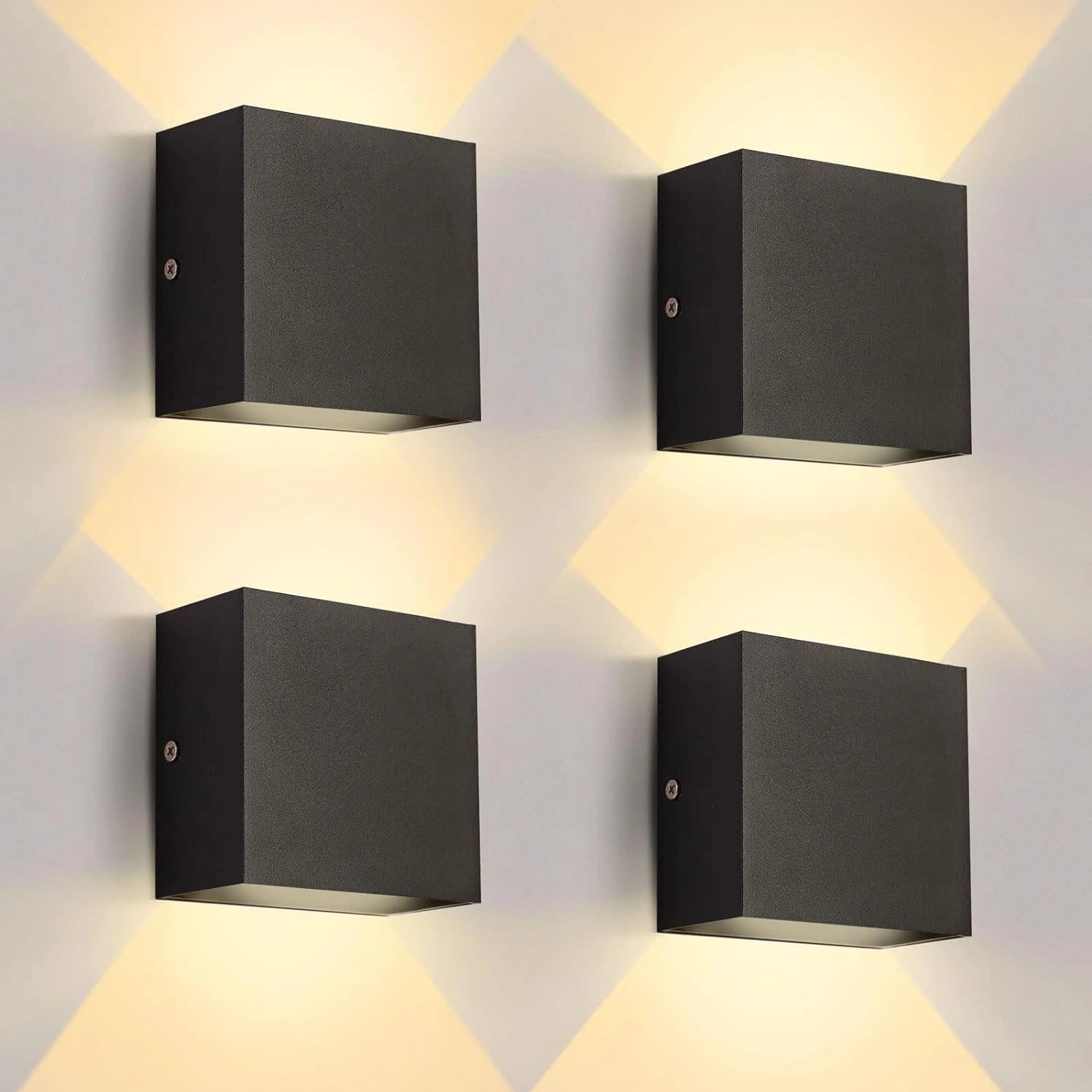 Paquete de 4 luces LED de pared de aluminio, lámparas de noche modernas ...