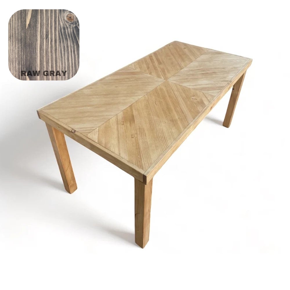RAW WOOD® Table à manger avec plateau chevrons | Modèle Hakkoda ...