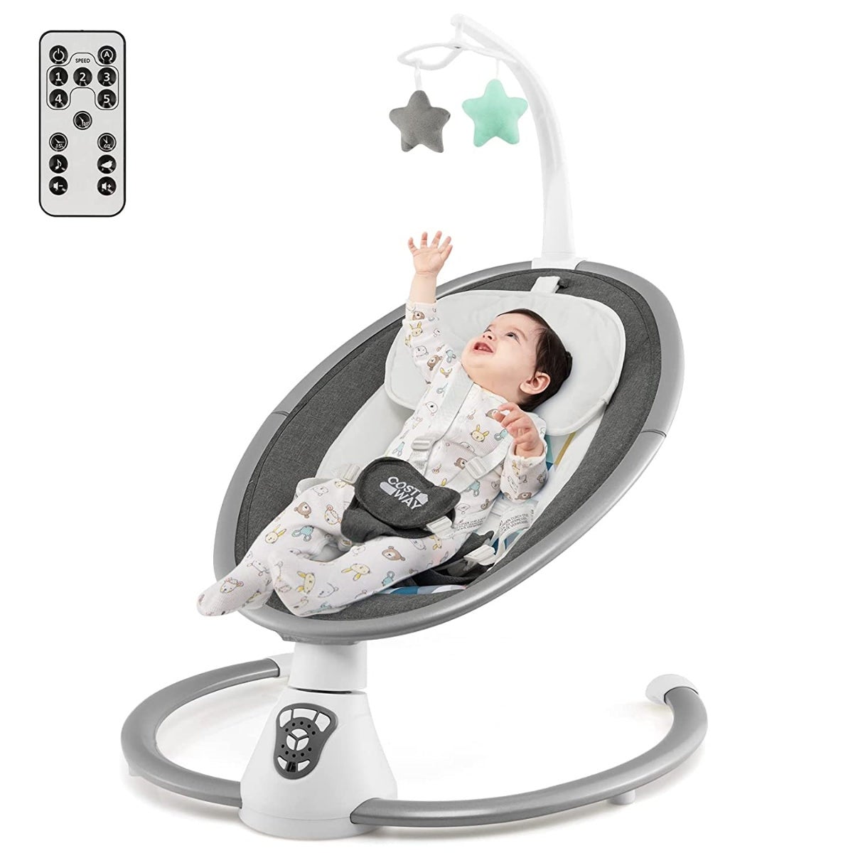 Balançoire électrique pour bébé avec 5 niveaux de balançoire 65,5 x 71 ...