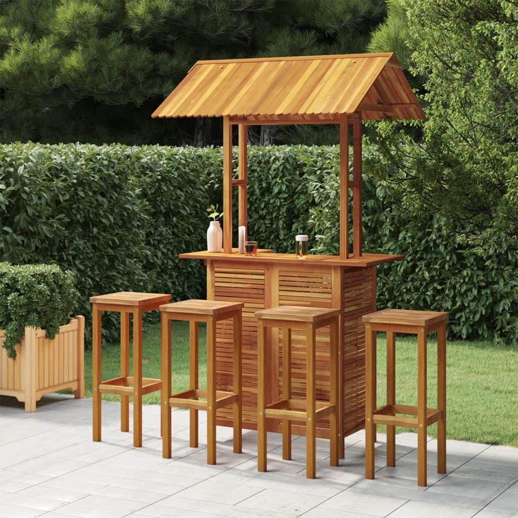Ensemble de bar de jardin 5 pcs Bois d'acacia solide | Leroy Merlin