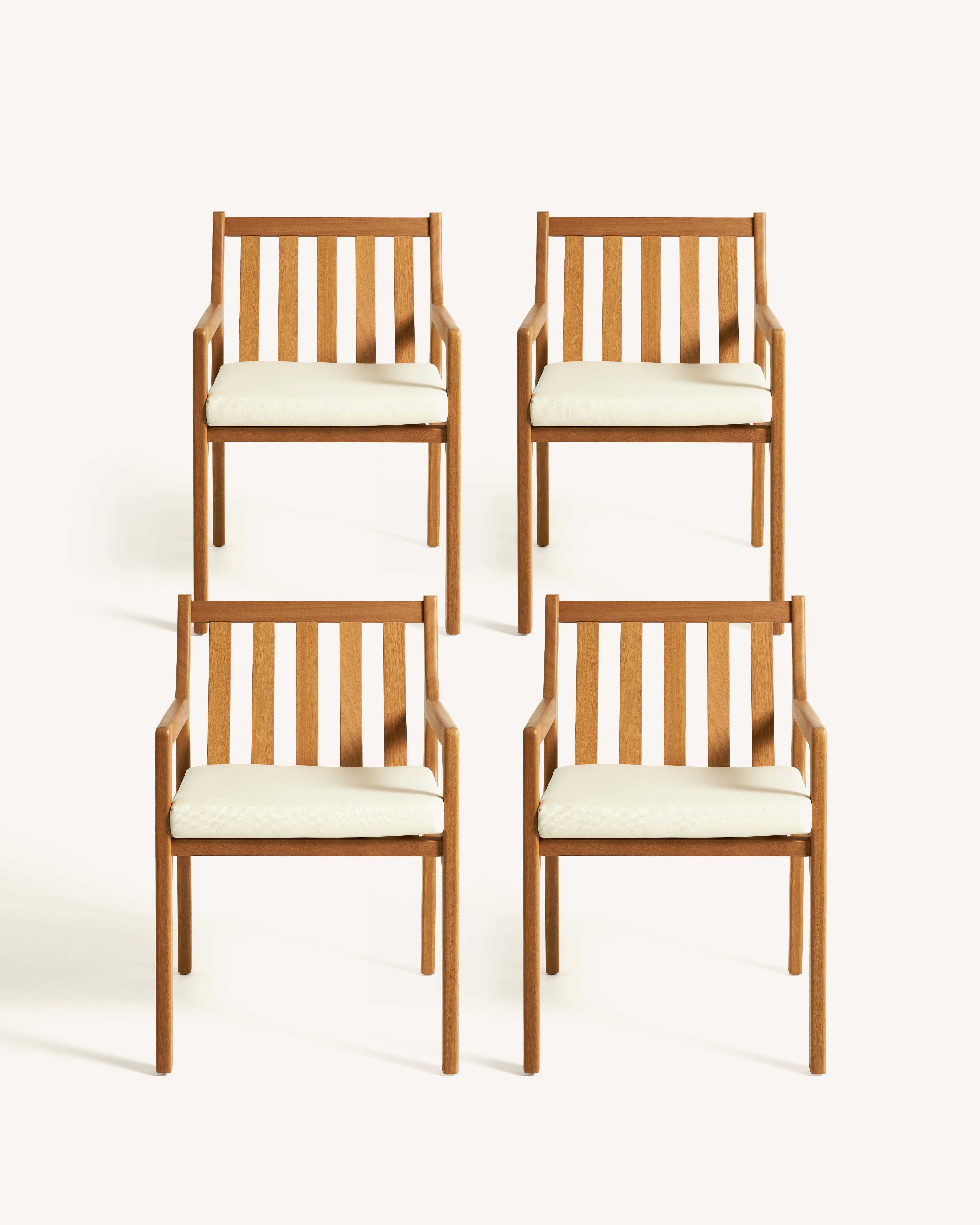 BELLINI Pack de 4 fauteuils d'extérieur en bois d'iroko avec coussin ...