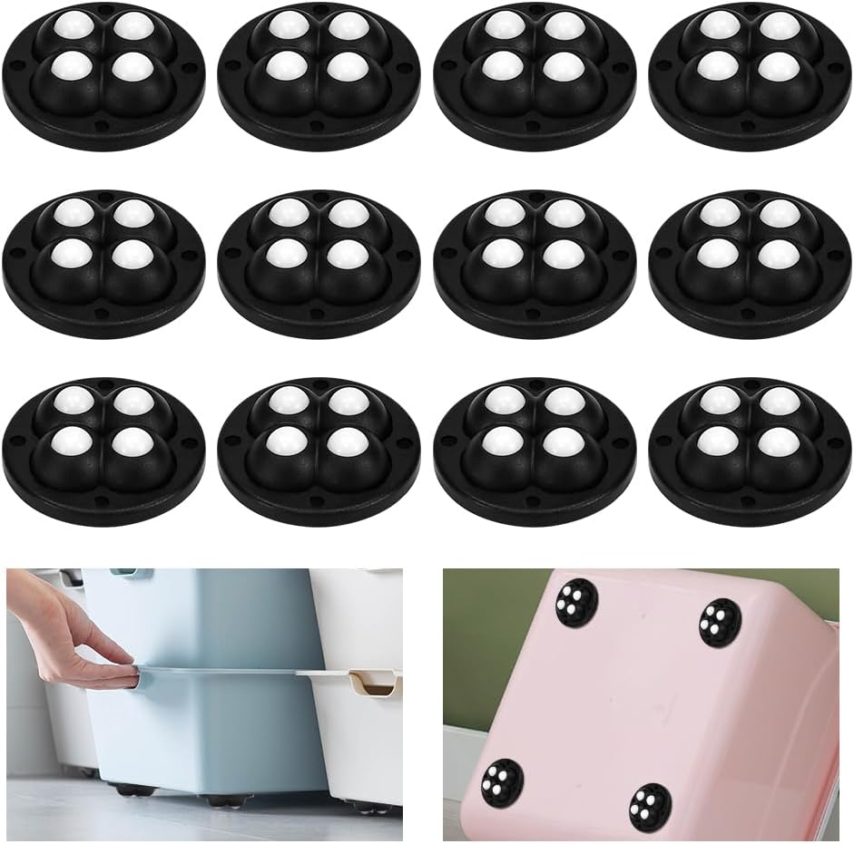 12 Pcs Roulette Meuble à 4 Billes, Mini roulettes Auto-Adhésives ...