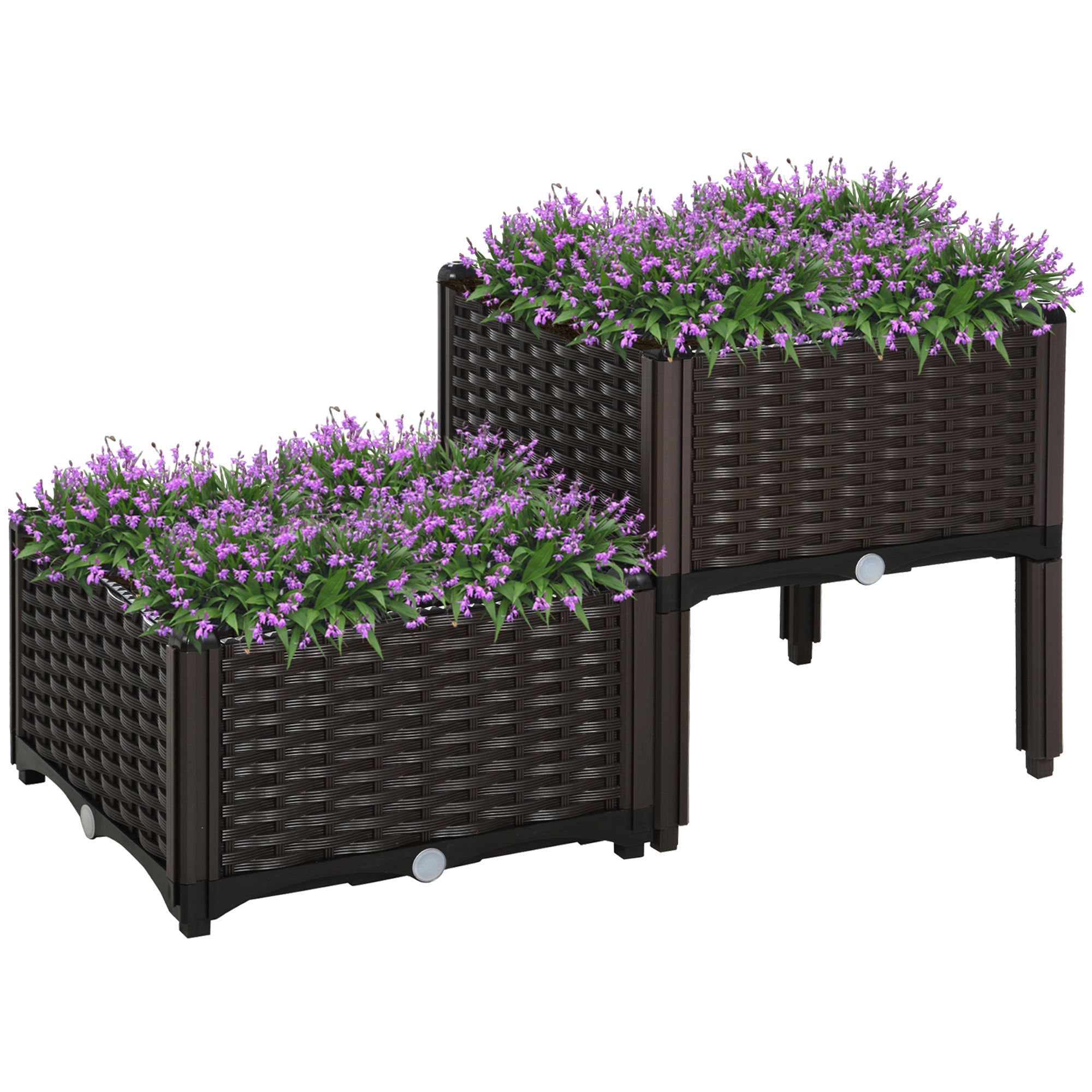 Conjunto de 2 Macetas Cuadradas Jardinera para Flores y Plantas con ...