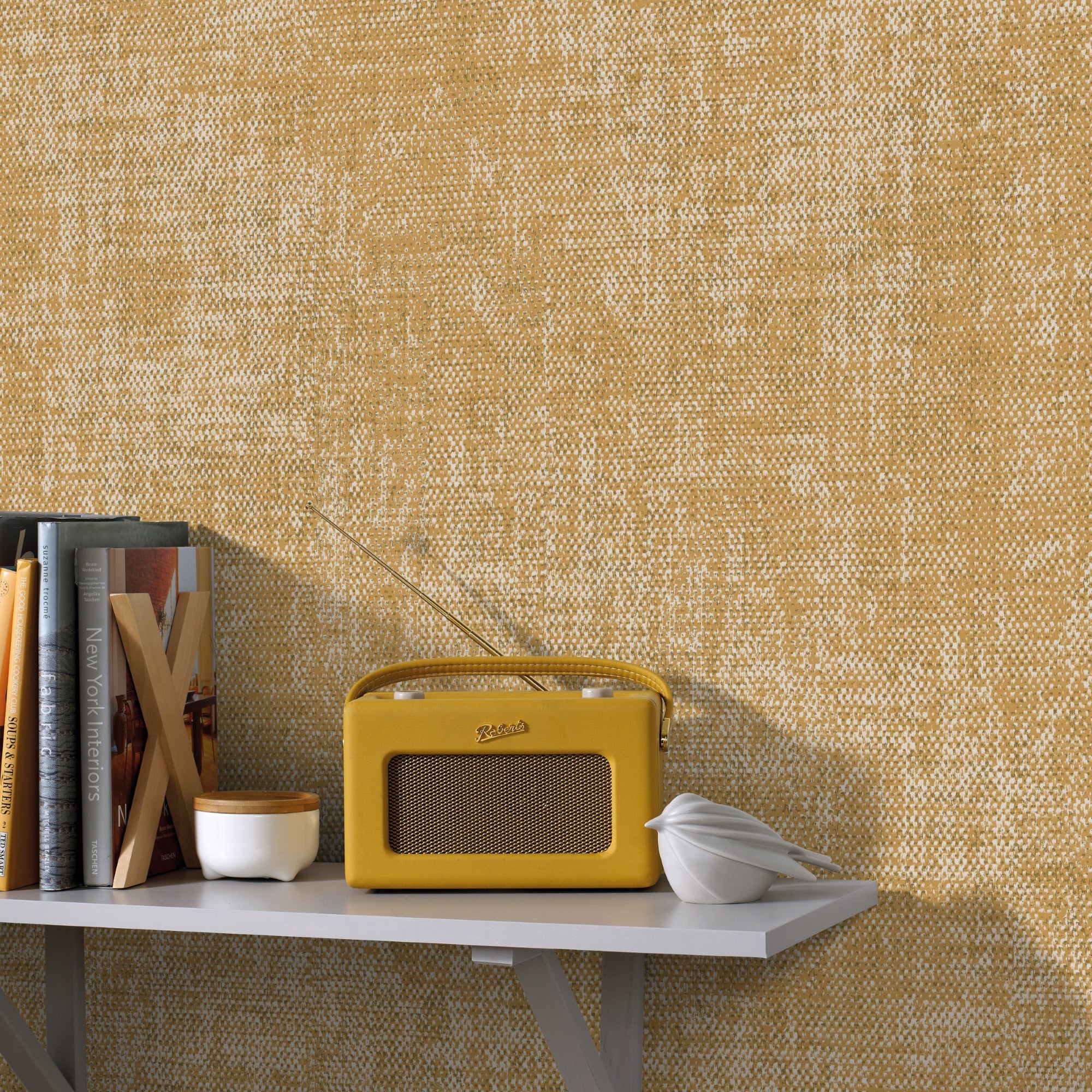 Papier peint intissé Effet tissu Zara 1005 x 52cm Ocre | Leroy Merlin