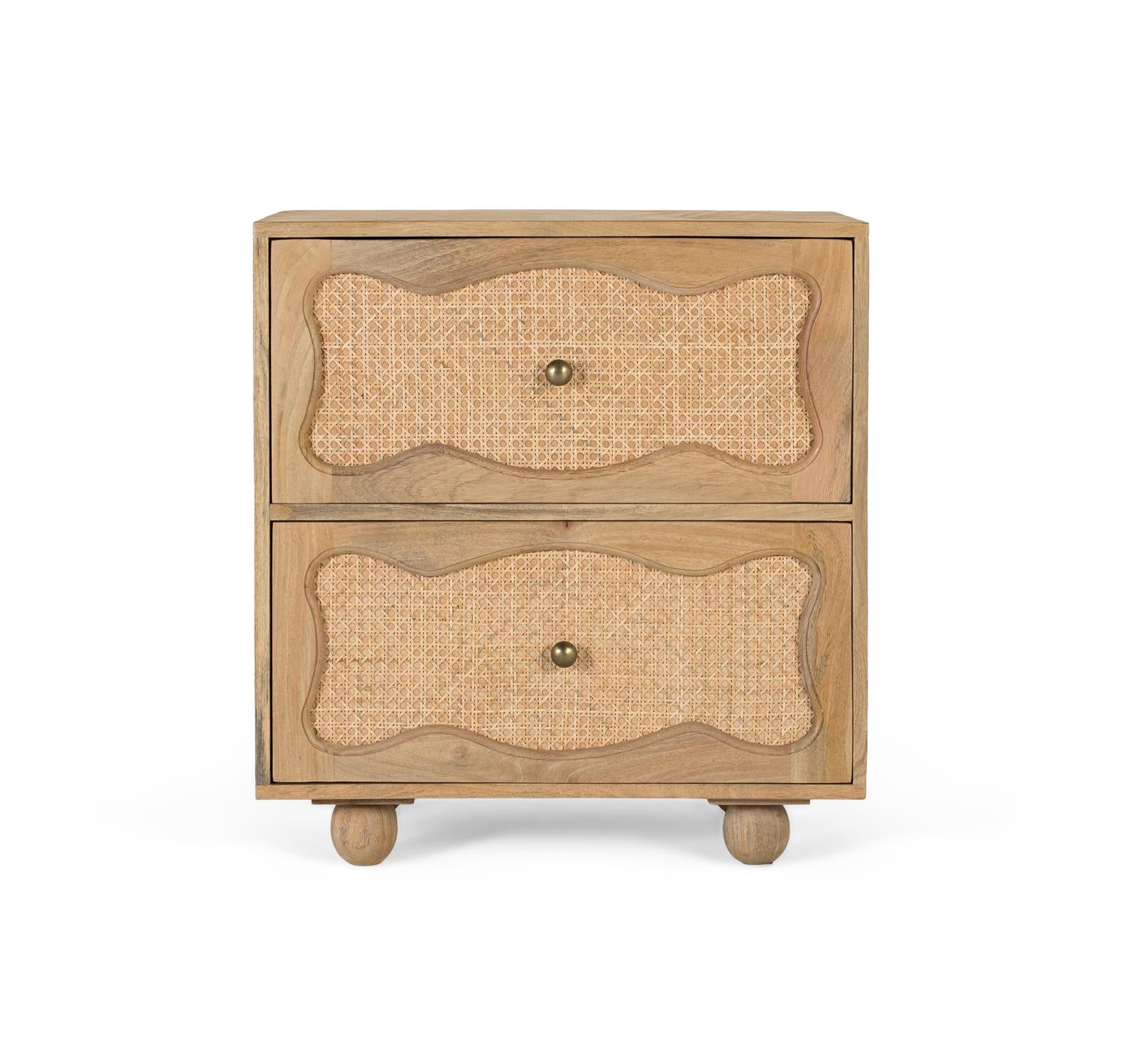 Comodino in legno di mango con 2 cassetti e design artigianale | Leroy ...