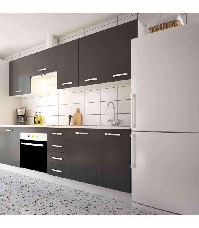 Cocina completa KIT-KIT NEW de 240 cm, color gris, con zocalo y ...