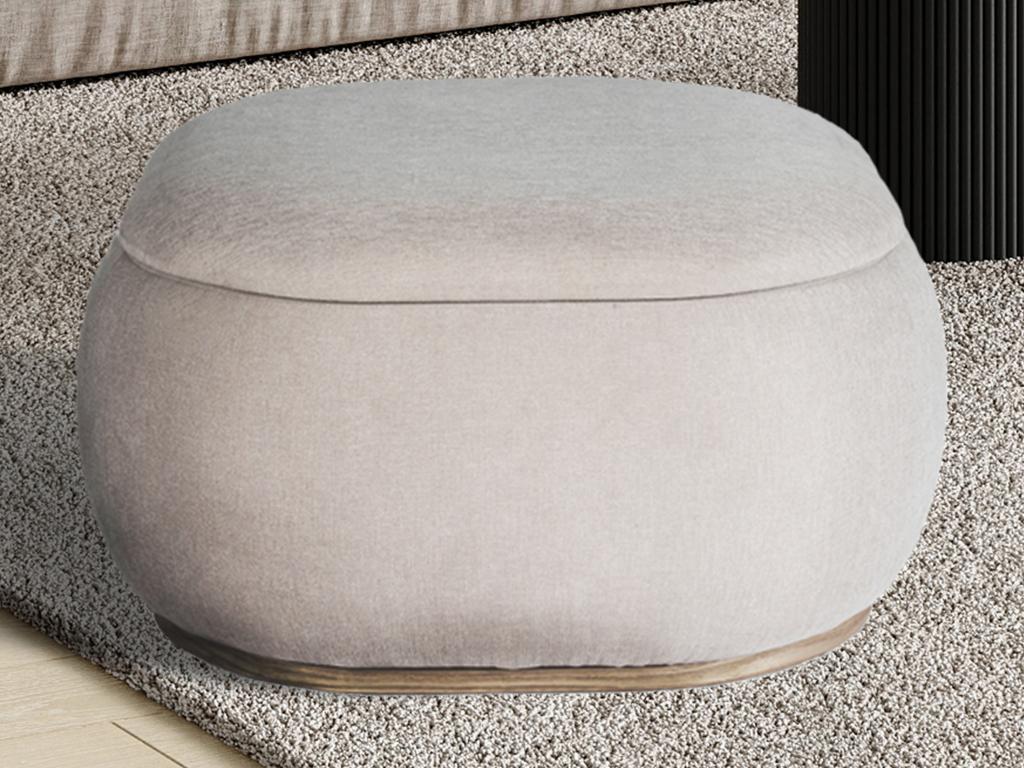 Pouf coffre de rangement en tissu texturé beige TINETIA | Leroy Merlin