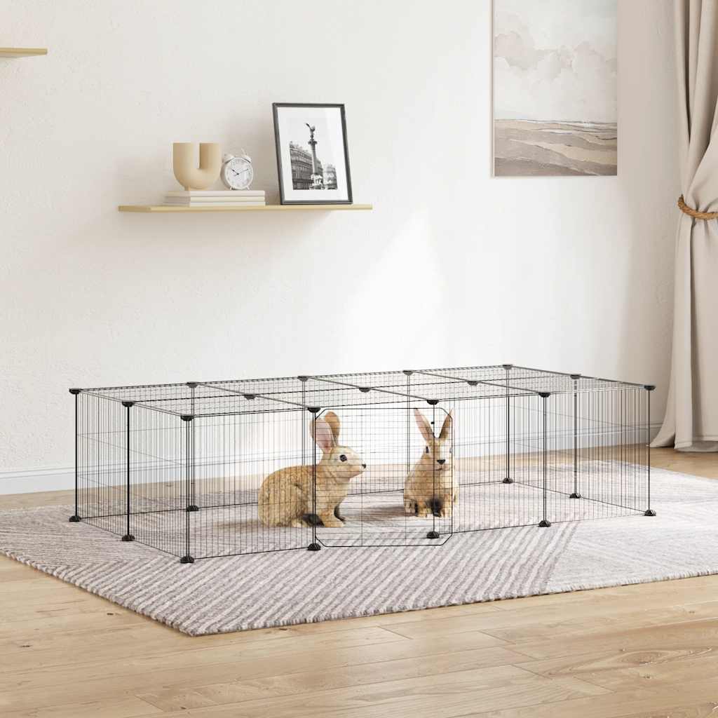 Cage animaux de compagnie à 20 panneaux et porte Noir 35x35 cm vidaXL ...