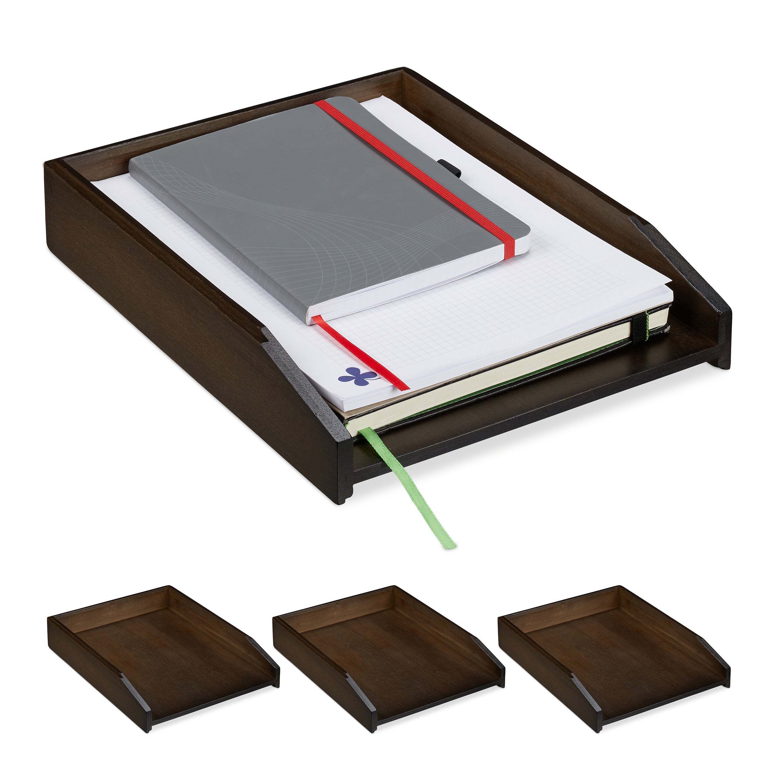 Set de 4 Bandejas para Documentos, Apilable, DIN A4, Organizador de ...