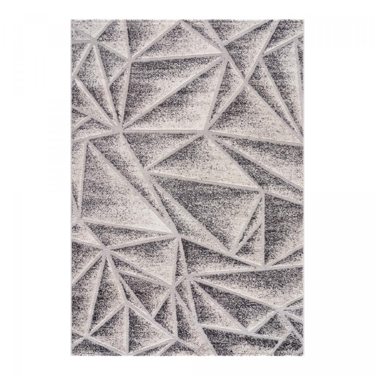 Tapis entrée 80x150 tissé gris rectangle motif géométrique ORI | Leroy ...