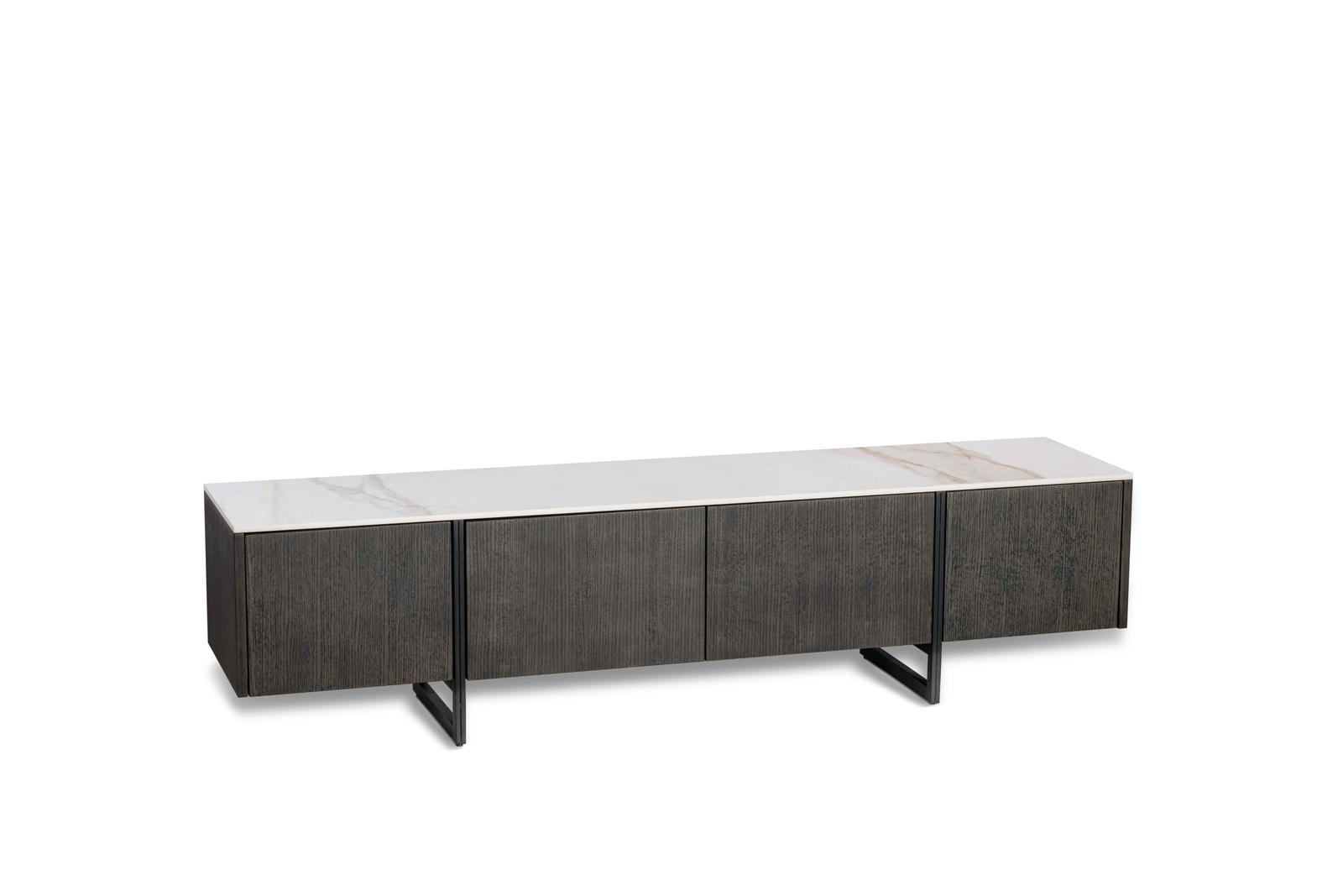 Alpha Meuble TV (180 x 40 x H 45 cm) en céramique gris foncé | Leroy Merlin