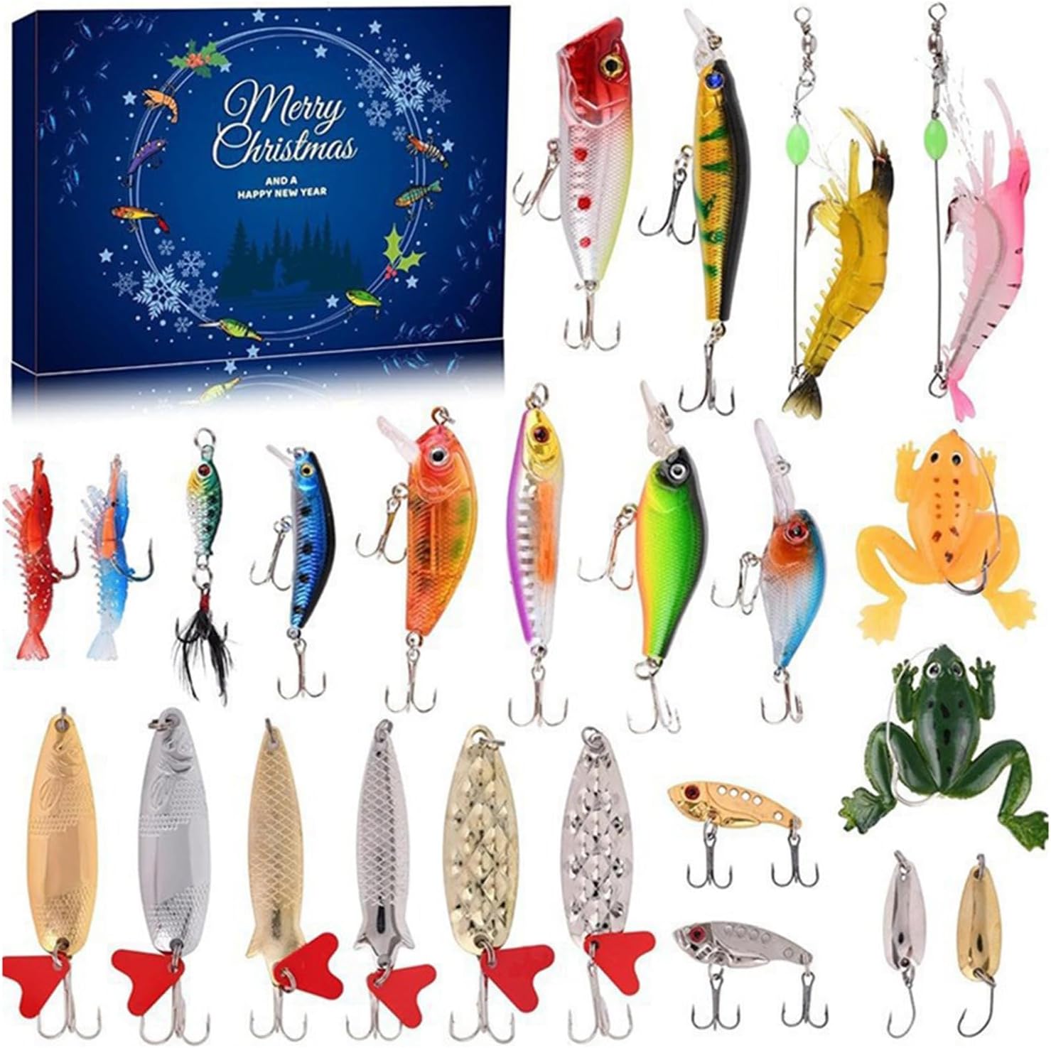 Coffret de 24 appâts de pêche, kit de pêche pour le compte à rebours d ...